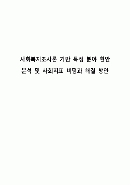 사회복지조사론 기반 특정 분야 현안 분석 및 사회지표 비평과 해결 방안-1페이지