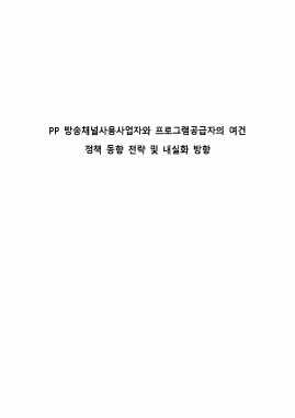 PP 방송채널사용사업자와 프로그램공급자의 여건 정책 동향 전략 및 내실화 방향-1페이지