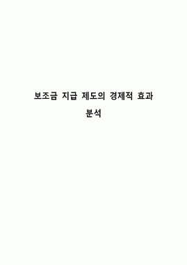 보조금 지급 제도의 경제적 효과 분석-1페이지