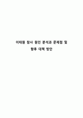 이태원 참사 원인 분석과 문제점 및 향후 대책 방안-1페이지