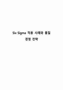 Six Sigma 적용 사례와 품질 경영 전략-1페이지