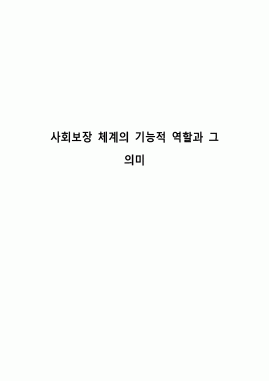 사회보장 체계의 기능적 역할과 그 의미-1페이지