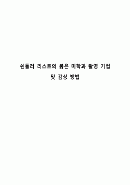 쉰들러 리스트의 붉은 미학과 촬영 기법 및 감상 방법-1페이지