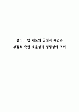 샐러리 캡 제도의 긍정적 측면과 부정적 측면 효율성과 형평성의 조화-1페이지