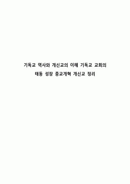 기독교 역사와 개신교의 이해 기독교 교회의 태동 성장 종교개혁 개신교 정리-1페이지