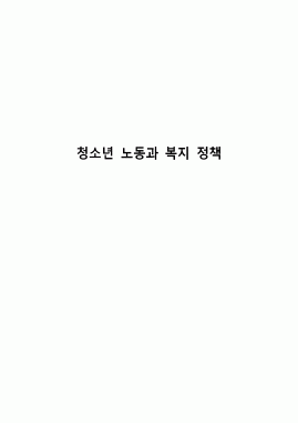 청소년 노동과 복지 정책-1페이지