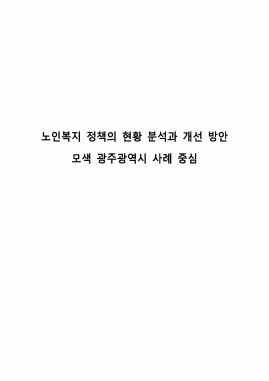 노인복지 정책의 현황 분석과 개선 방안 모색 광주광역시 사례 중심-1페이지