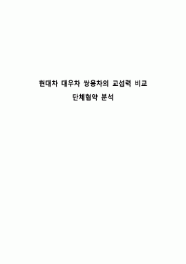 현대차 대우차 쌍용차의 교섭력 비교 단체협약 분석-1페이지