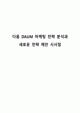다음 DAUM 마케팅 전략 분석과 새로운 전략 제안 시사점-1페이지