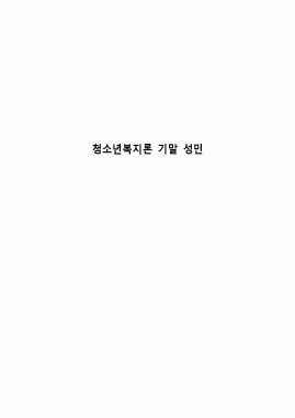 청소년복지론 기말 성민-1페이지