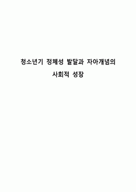 청소년기 정체성 발달과 자아개념의 사회적 성장-1페이지