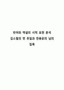 반어와 역설의 시적 표현 분석 김소월의 먼 후일과 한용운의 님의 침묵-1페이지