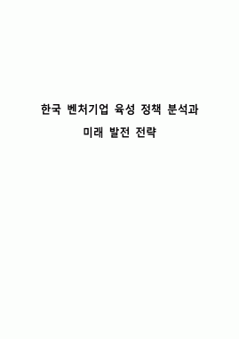 한국 벤처기업 육성 정책 분석과 미래 발전 전략-1페이지