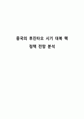 중국의 후진타오 시기 대북 핵 정책 전망 분석-1페이지