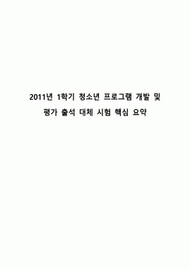 2011년 1학기 청소년 프로그램 개발 및 평가 출석 대체 시험 핵심 요약-1페이지