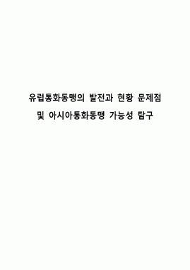 유럽통화동맹의 발전과 현황 문제점 및 아시아통화동맹 가능성 탐구-1페이지