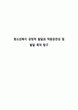 청소년복지 긍정적 발달과 적응유연성 및 발달 목적 탐구-1페이지