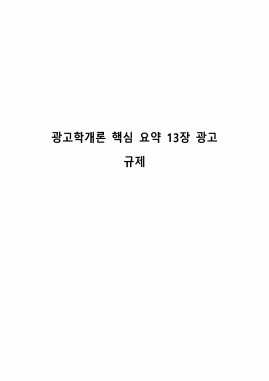 광고학개론 핵심 요약 13장 광고 규제-1페이지