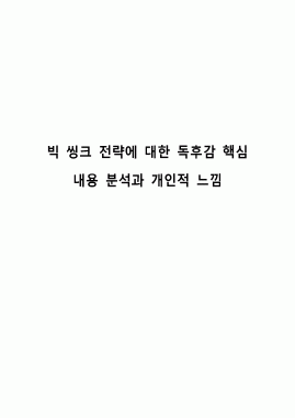 빅 씽크 전략에 대한 독후감 핵심 내용 분석과 개인적 느낌-1페이지