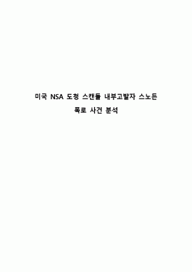 미국 NSA 도청 스캔들 내부고발자 스노든 폭로 사건 분석-1페이지