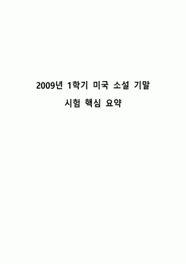 2009년 1학기 미국 소설 기말 시험 핵심 요약-1페이지