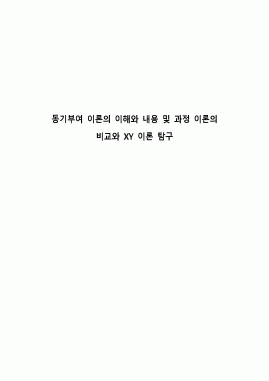 동기부여 이론의 이해와 내용 및 과정 이론의 비교와 XY 이론 탐구-1페이지
