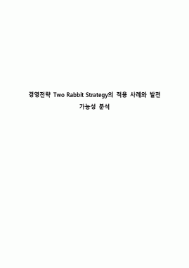 경영전략 Two Rabbit Strategy의 적용 사례와 발전 가능성 분석-1페이지