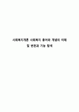 사회복지개론 사회복지 용어와 개념의 이해 및 변천과 기능 탐색-1페이지