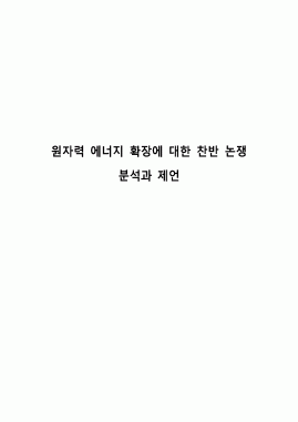 원자력 에너지 확장에 대한 찬반 논쟁 분석과 제언-1페이지