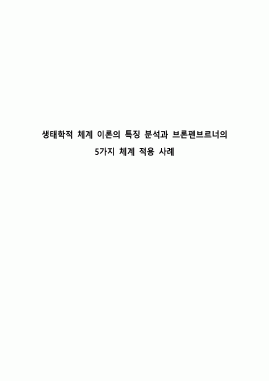 생태학적 체계 이론의 특징 분석과 브론펜브르너의 5가지 체계 적용 사례-1페이지