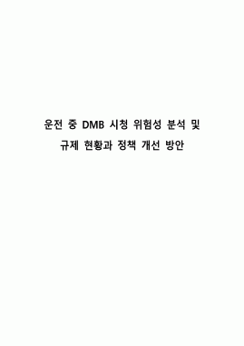 운전 중 DMB 시청 위험성 분석 및 규제 현황과 정책 개선 방안-1페이지
