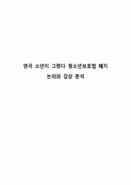 연극 소년이 그랬다 청소년보호법 폐지 논의와 감상 분석-1페이지