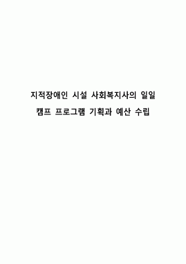 지적장애인 시설 사회복지사의 일일 캠프 프로그램 기획과 예산 수립-1페이지