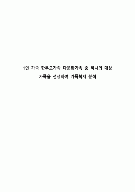 1인 가족 한부모가족 다문화가족 중 하나의 대상 가족을 선정하여 가족복지 분석-1페이지