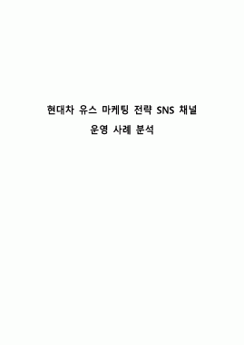 현대차 유스 마케팅 전략 SNS 채널 운영 사례 분석-1페이지