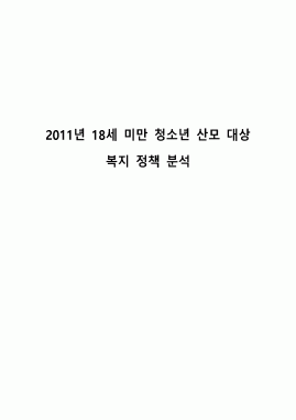 2011년 18세 미만 청소년 산모 대상 복지 정책 분석-1페이지