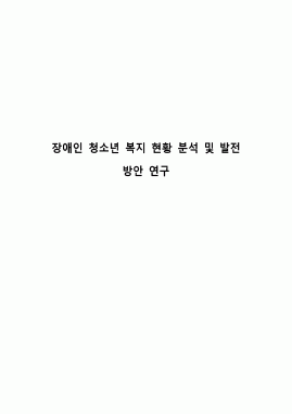 장애인 청소년 복지 현황 분석 및 발전 방안 연구-1페이지