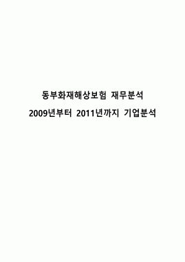 동부화재해상보험 재무분석 2009년부터 2011년까지 기업분석-1페이지