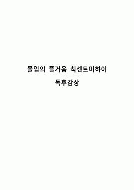 몰입의 즐거움 칙센트미하이 독후감상-1페이지