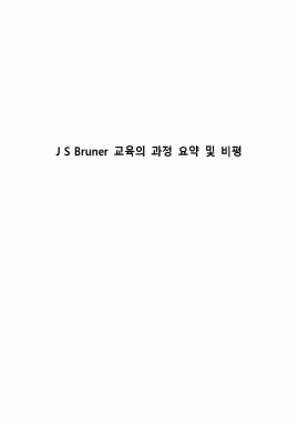 J S Bruner 교육의 과정 요약 및 비평-1페이지