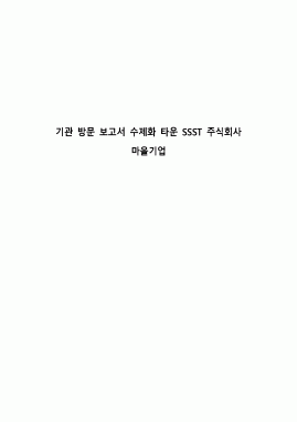 기관 방문 보고서 수제화 타운 SSST 주식회사 마을기업-1페이지