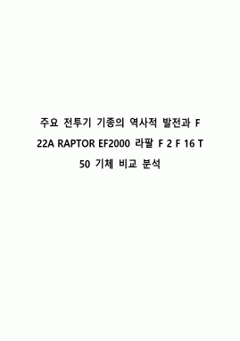 주요 전투기 기종의 역사적 발전과 F 22A RAPTOR EF2000 라팔 F 2 F 16 T 50 기체 비교 분석-1페이지