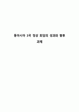 동아시아 3국 정상 회담의 성과와 향후 과제-1페이지