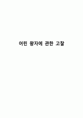 어린 왕자에 관한 고찰-1페이지