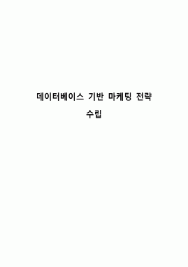 데이터베이스 기반 마케팅 전략 수립-1페이지
