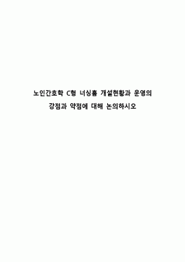 노인간호학 C형 너싱홈 개설현황과 운영의 강점과 약점에 대해 논의하시오-1페이지