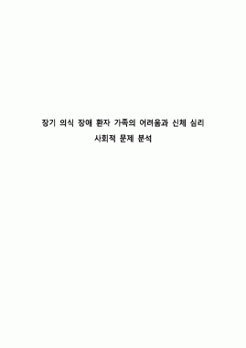 장기 의식 장애 환자 가족의 어려움과 신체 심리 사회적 문제 분석-1페이지