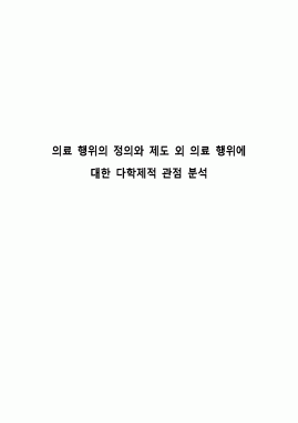 의료 행위의 정의와 제도 외 의료 행위에 대한 다학제적 관점 분석-1페이지