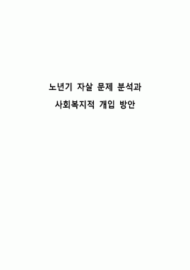 노년기 자살 문제 분석과 사회복지적 개입 방안-1페이지