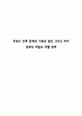 쿠르드 민족 문제의 기원과 원인 그리고 터키 정부의 억압과 차별 정책-1페이지